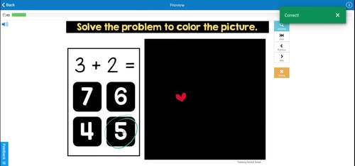 Boom Cards™ Valentines Day Addition Facts Set 1 Digital Color by Number