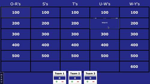 Kindergarten Dolch Sight Words Jeopardy Games Set - Interactive Online ...