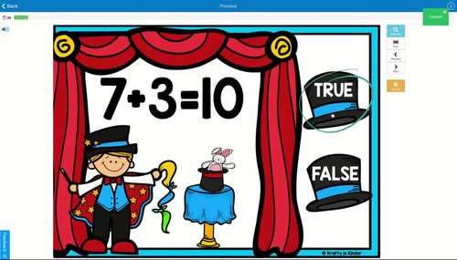 First Grade Math Boom Cards True or False Equations by Krafty in Kinder