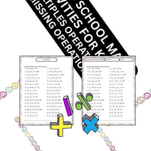 Back to School Math Activities | Missing Operations Practice with ...