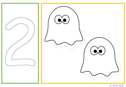 Number Quantity Flash Task Cards Color Trace HALLOWEEN by Words Aside