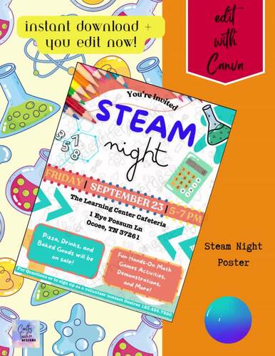 Editable | Family | STEAM Night | Flyer PTO PTA | Family School Flyer