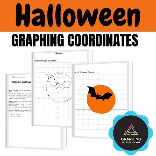 Halloween Graphing and Coloring Mystery Picture 4 Quadrants on ...