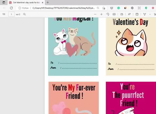 Cats Valentine's Day Print Cards for Kids | Cute Cats Greeting cards