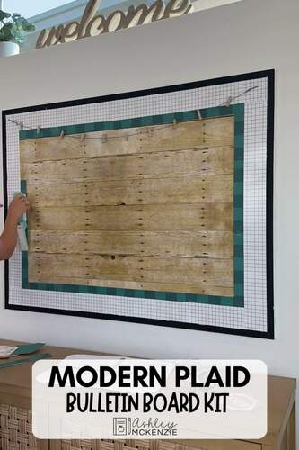 Modern Plaid Bulletin Board, Posters, A-Z Letters, and Door Decor Kits ...