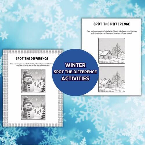 Winter Spot the Difference Activities with Solutions by PixelCraft