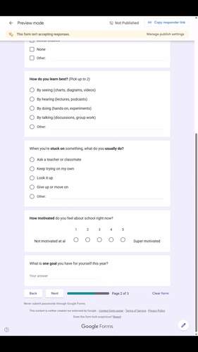 Middle School STUDENT INFORMATION Form - Get To Know Your Students Template