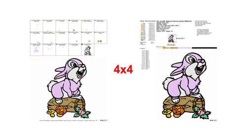 Disney Thumper bunny on log with forest mushrooms embroidery designs ...