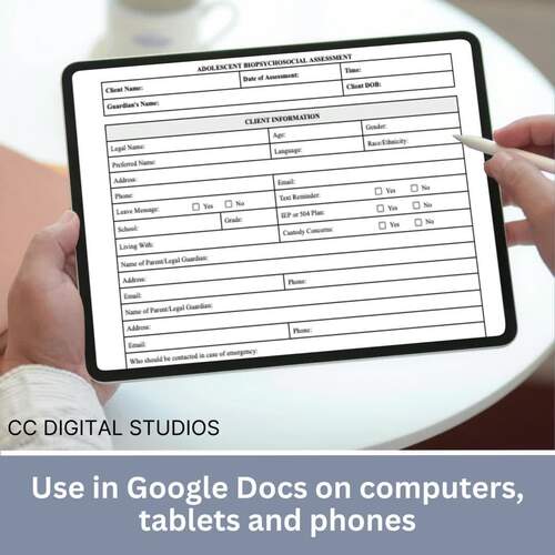 Adolescent Biopsychosocial Intake Assessment Form, Comprehensive Google Doc