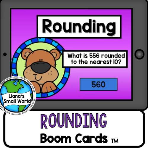 Rounding to the nearest 10, 100, and 1000 Boom Cards Digital Task Cards