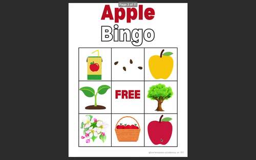 Apple Themed Bingo Game for UTK, Preschool, Pre-K, and K by Learning Core