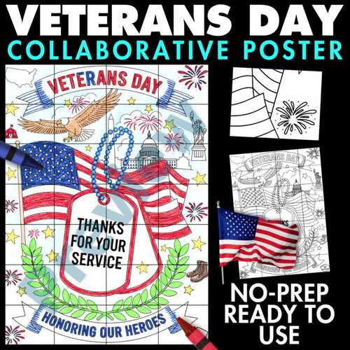 Veterans Day Activity Collaborative Poster Patriotic USA American ...