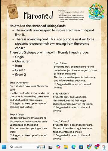Marooned – Creative Writing Card Game | Narrative Writing | Story ...
