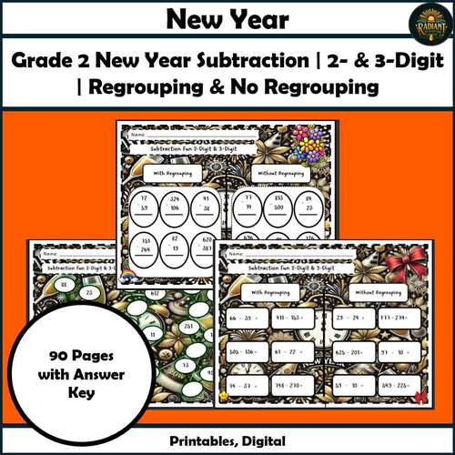 Grade 2 New Year Subtraction Math 2 3 Digit Regroup No Regroup Number Bond