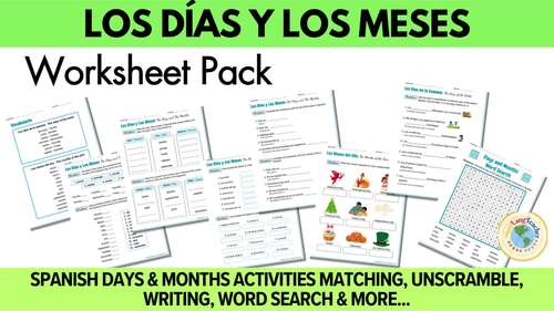 Spanish Days & Months Worksheets Activities Los Días y Meses Beginners ...