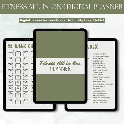 Digital Fitness Planner Goodnotes | Digital Planner Ipad | Workout Tracker