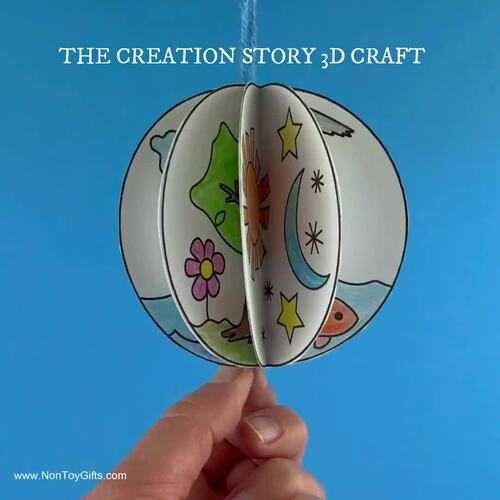 7 Days of Creation 3D Craft - The Creation Story Bible Craft - Coloring ...
