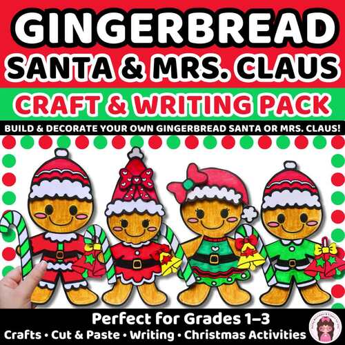 Gingerbread Santa & Mrs. Claus Christmas Activities | Grades 1–3 Craft ...