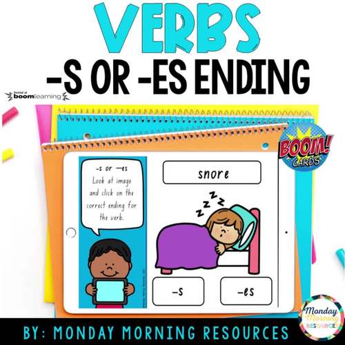 Present Tense Verb Endings -s or -es - Distance Learning Boom Cards™