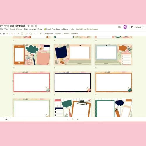 Slide Templates for Google Slides | Timers | Text Stickers | Modern Floral