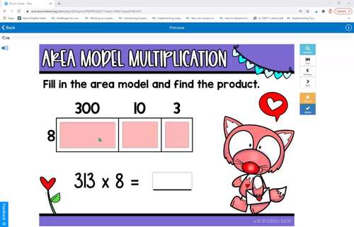 Valentine's Day Area Model Multiplication BOOM Cards | 4.NBT.B.5