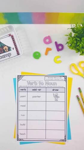 Suffix Ending -ER Verb to Noun Activities for 1st Grade | TPT