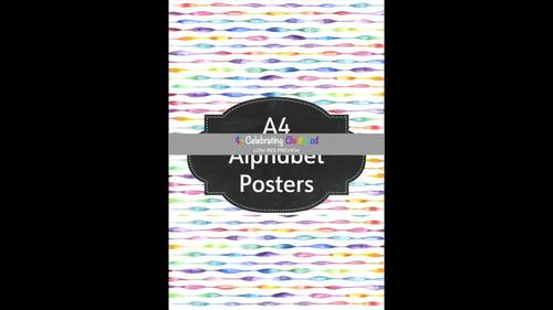 NSW Foundation Font Alphabet Posters Watercolour by Celebrating Childhood