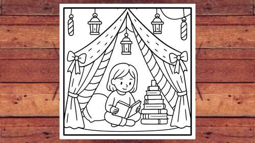 Holiday Book Nook Coloring Pages: Christmas Reading Scenes | TPT