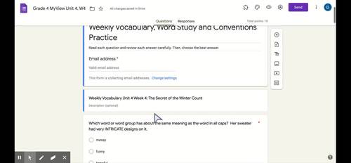 Grade 4 MyView Unit 4 Weeks 1-5 BUNDLE Google Forms Assessment Practice