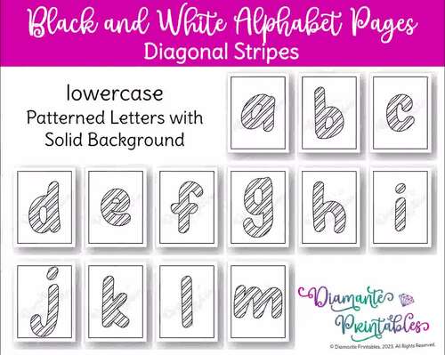 Printable Alphabet Poster Bundle | Diagonal Stripes Bulletin Board Letters