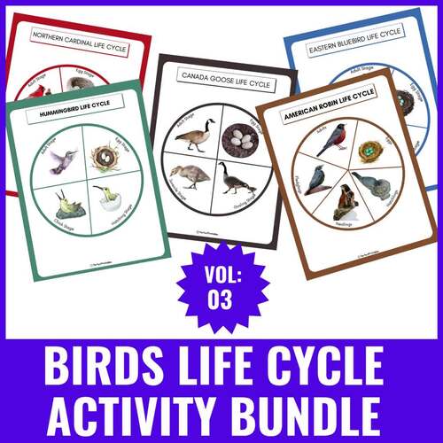Birds Life Cycle Bundle 3: Eastern Bluebird, Cardinal, Robin,Goose ...