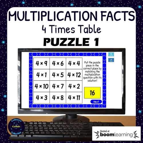 Multiplication Facts for 4 Times Table Practice - Mystery Pictures ...