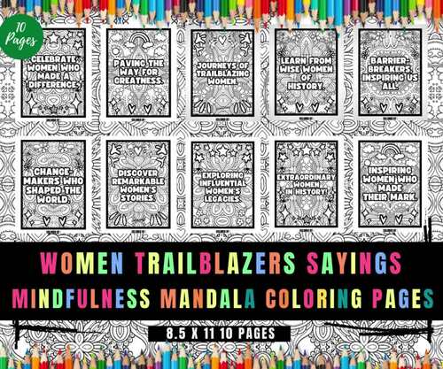 Notable Women in History, Word Wall Decorations Coloring Pages, No Prep