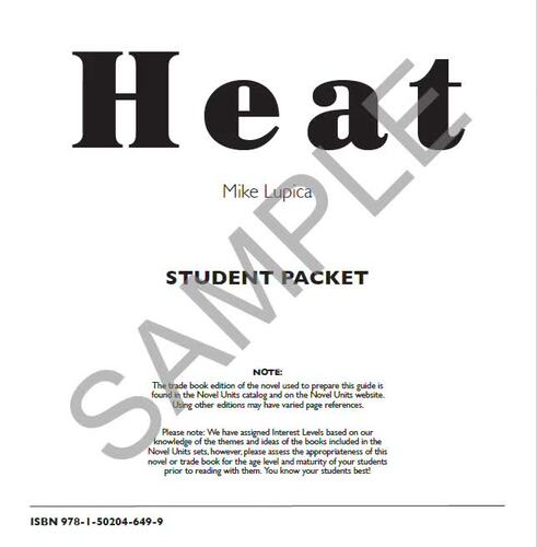 Heat Novel Units® Student Packet Novel Study | TPT