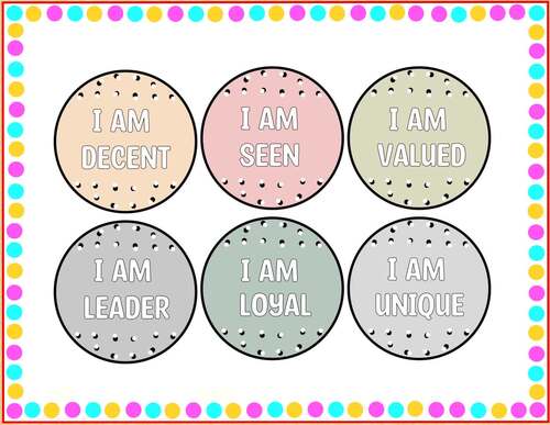 Printable Boho Neutral Dotty Positive Student Affirmation Station, CardS