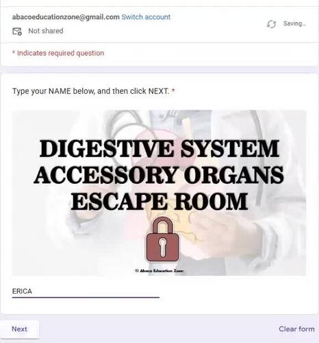 Digestive System Accessory Organs Escape Room High School | TPT