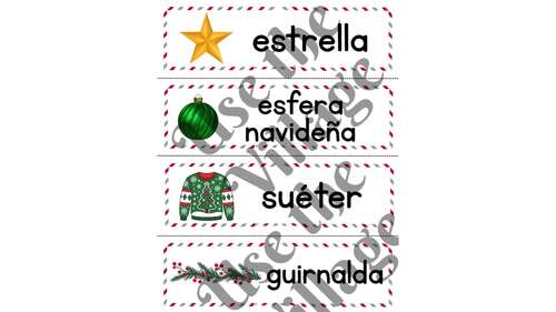 SPANISH Christmas Word Wall! Kindergarten 1st December Vocabulary Write ...