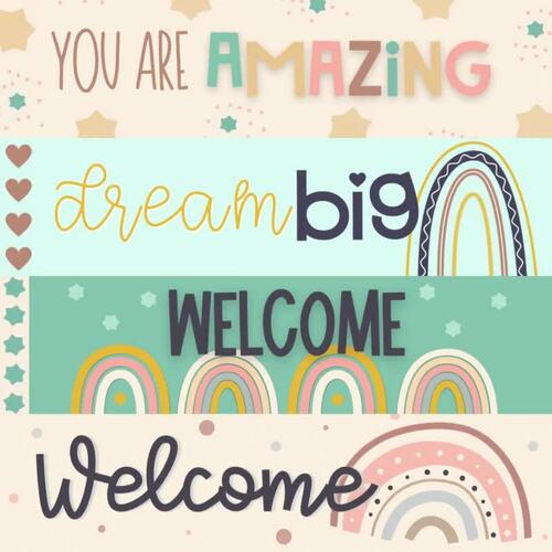 Boho theme Google Classroom animated headers banners with positive message