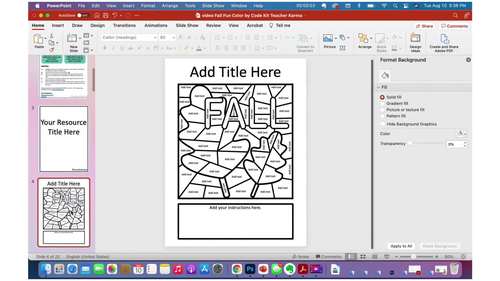 Fall Color by Code Templates in PowerPoint with Preloaded Text Boxes