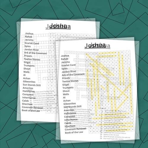Joshua Bible Activities | Word Search Crossword Word Jumble for Kids