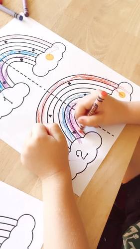 Coin, Count, & Color Rainbow – work on colors, counting (1-10), & shapes