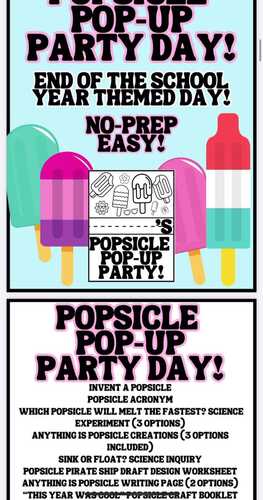 Popsicle Party End of Year Themed Day by Kindergarten Kitties | TPT