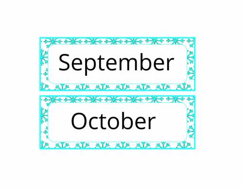 Winter Weekdays and Months Labels, Snowflakes Classroom Labels by ...