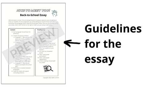 Nice to Meet You! Back-to-School Essay for Middle School | TPT