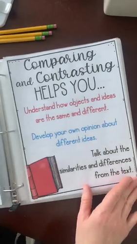 Compare and Contrast Texts Passages Anchor Chart Task Cards Text Structure