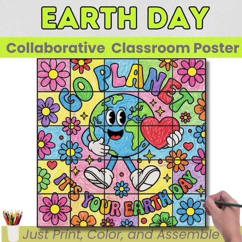 Go Planet Earth Day Collaborative Poster | April Team Building Craft