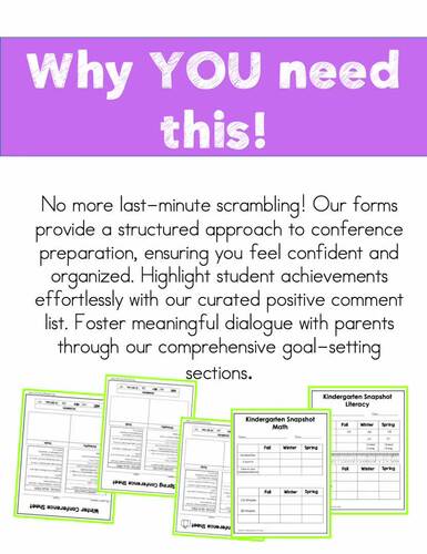 Parent Teacher Conference Forms for Kindergarten by Kindergarten and Clips