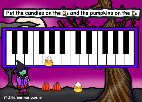 Mapping notes on keyboard Halloween by Children's Music Corner | TPT