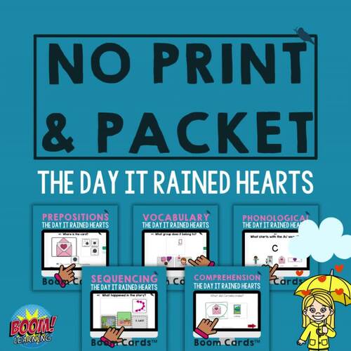 BUNDLE Valentine's Day The Day It Rained Hearts Speech Book Companion ...