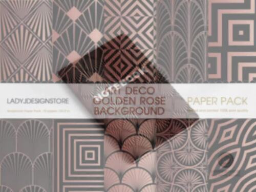 Art Deco Rose Gold foil Digital Printable, seamless texture by ...